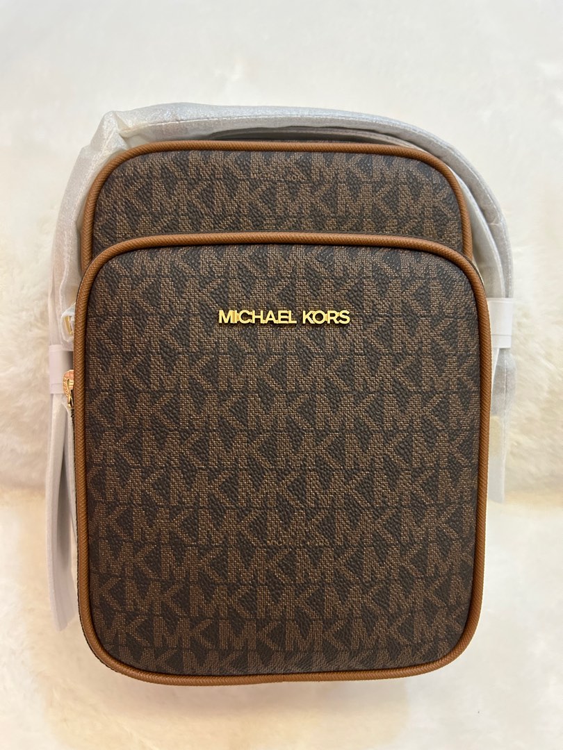 Michael Kors Jet Set Travel MK Logo PVC Leather Medium Flight Crossbody ...