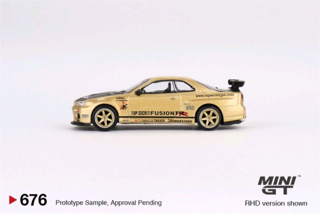 MINI GT Nissan Skyline GT-R (R34) Top Secret Gold Diecast #676, Hobbies ...