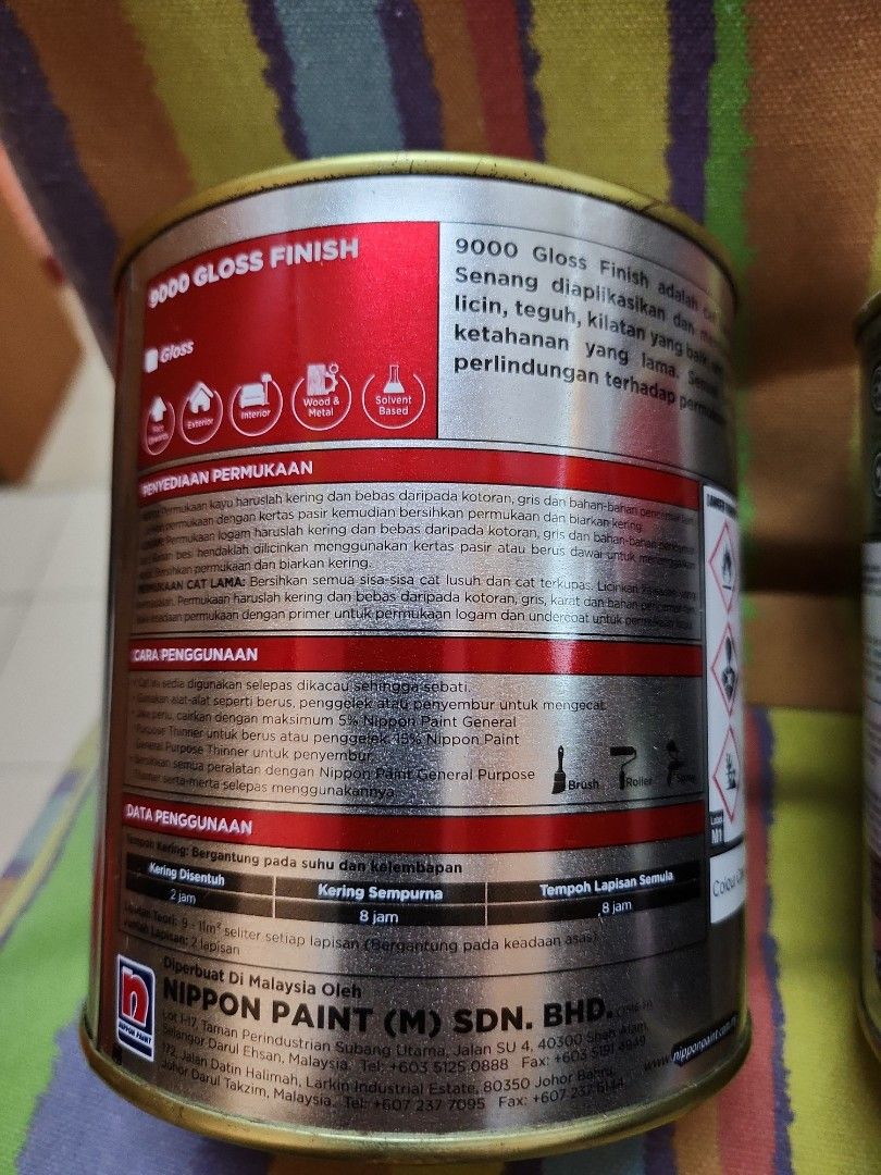 NIPPON PAINT 9000 GLOSS FINISH for wood and metal_ White, Furniture ...