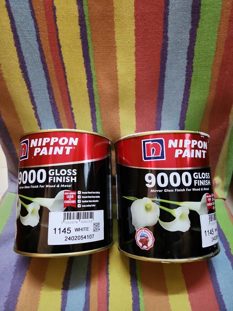 NIPPON PAINT 9000 GLOSS FINISH for wood and metal_ White, Furniture ...