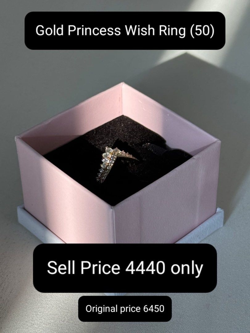 Pandora Gold Princess Wish Ring, Women's Fashion, Jewelry & Organizers ...
