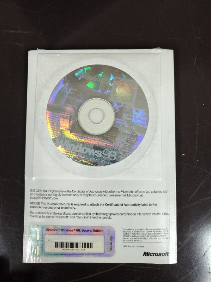 Windows 98 OEM ( New & Sealed, with License sticker) - Collector's Item ...