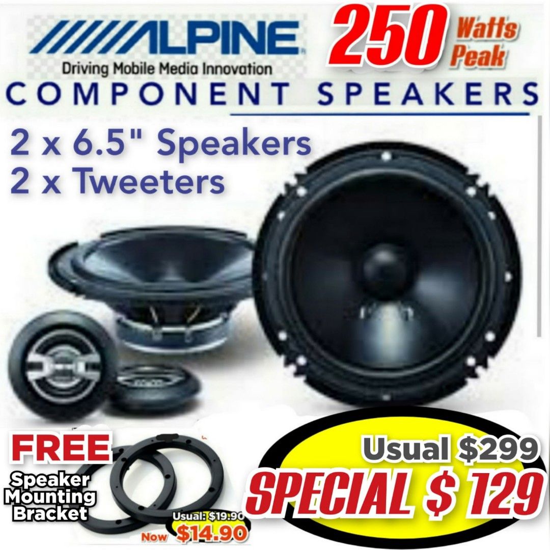 Alpine Component Speakers (SPJ-161CS) Brand New In Box and Factory ...