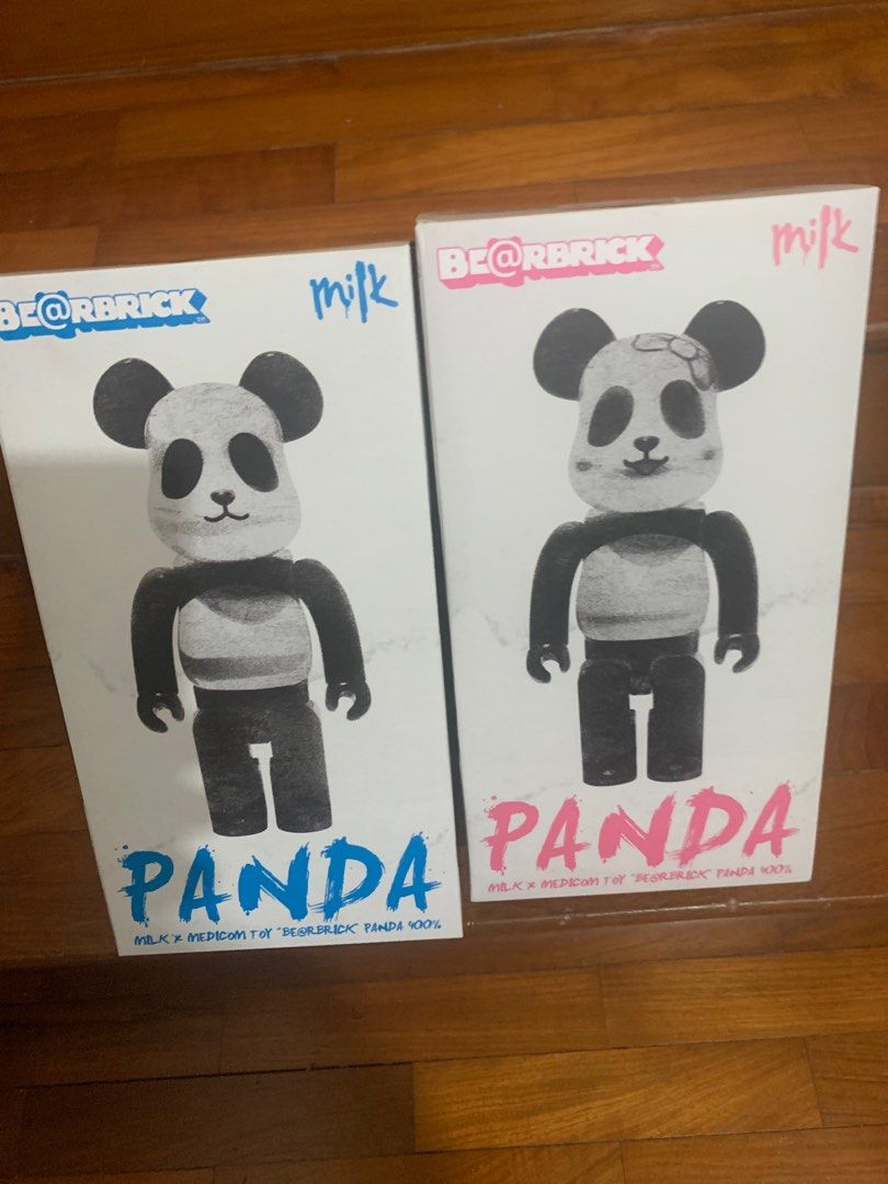 Bearbrick milk panda boy & girl set 400%, Hobbies & Toys, Toys & Games ...