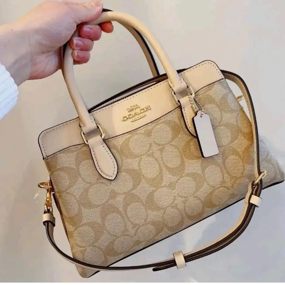 Coach Darcie Carry All in Khaki, Luxury, Bags & Wallets on Carousell