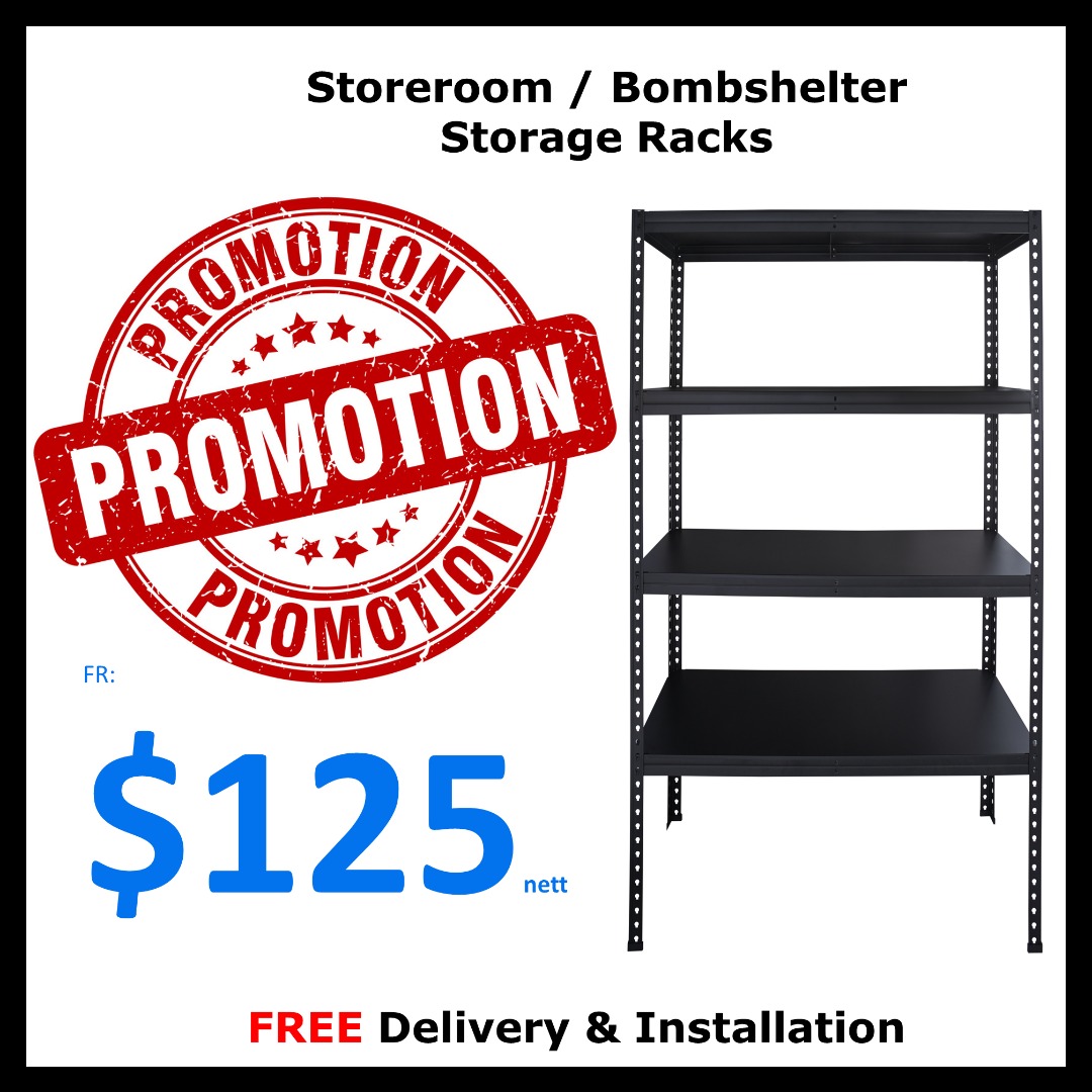 Full Metal Black Boltless Storage Rack for BTO HDB Bombshelter ...