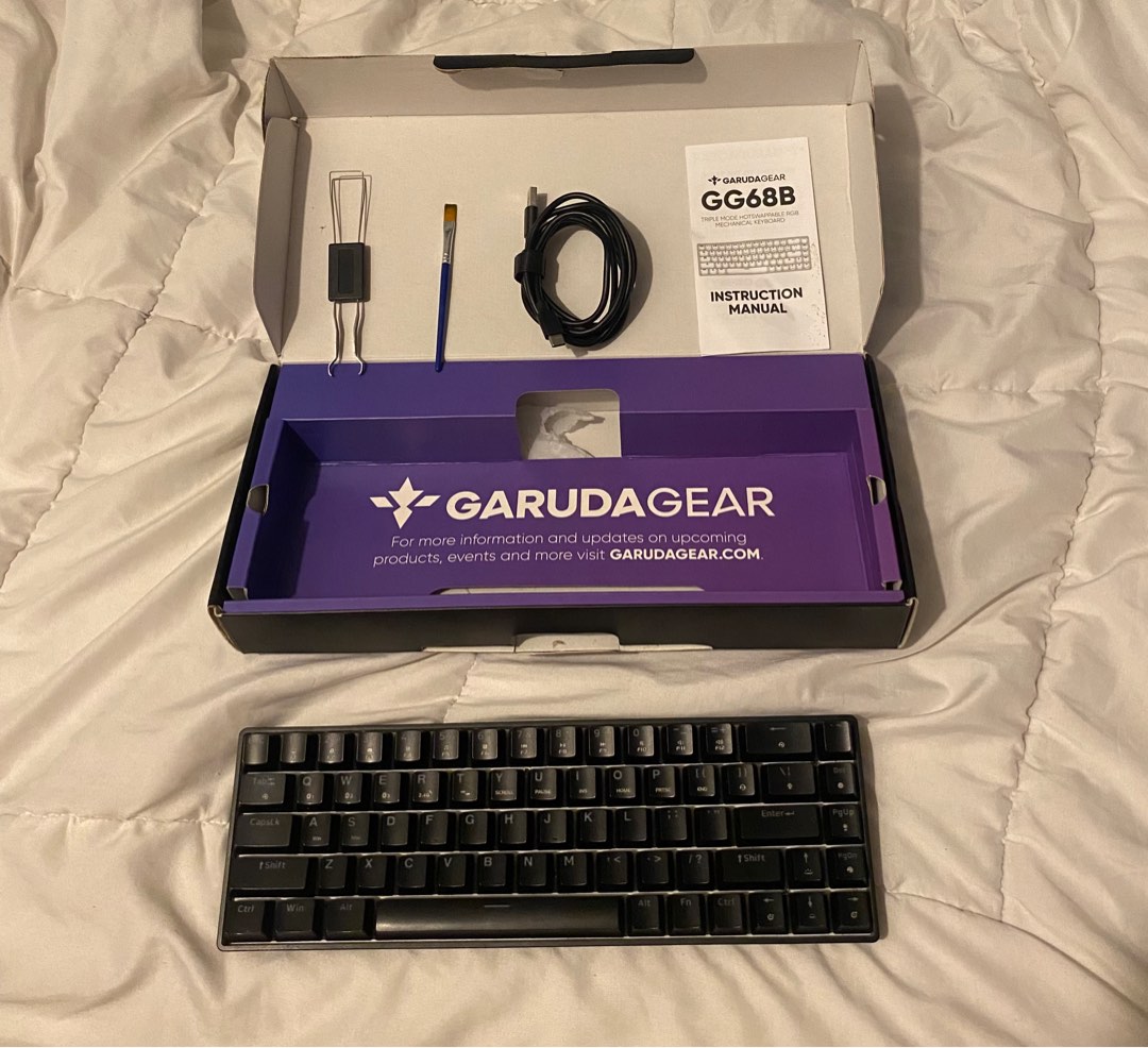 GARUDA GEAR GG68B (BLACK) Tri-Mode Wireless, Hot Swappable, 65% ...