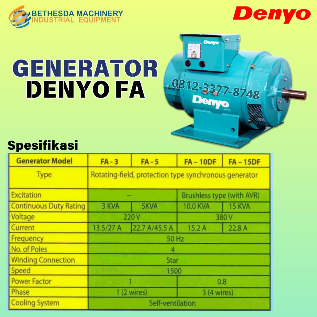 Jual Generator Denyo 10 Kva 3 Phase Dinamo Listrik 10Kva FA 10DF ...