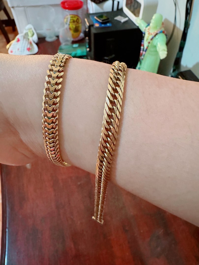 K18 Japan Gold Mcut Bracelet, Women's Fashion, Jewelry & Organizers ...