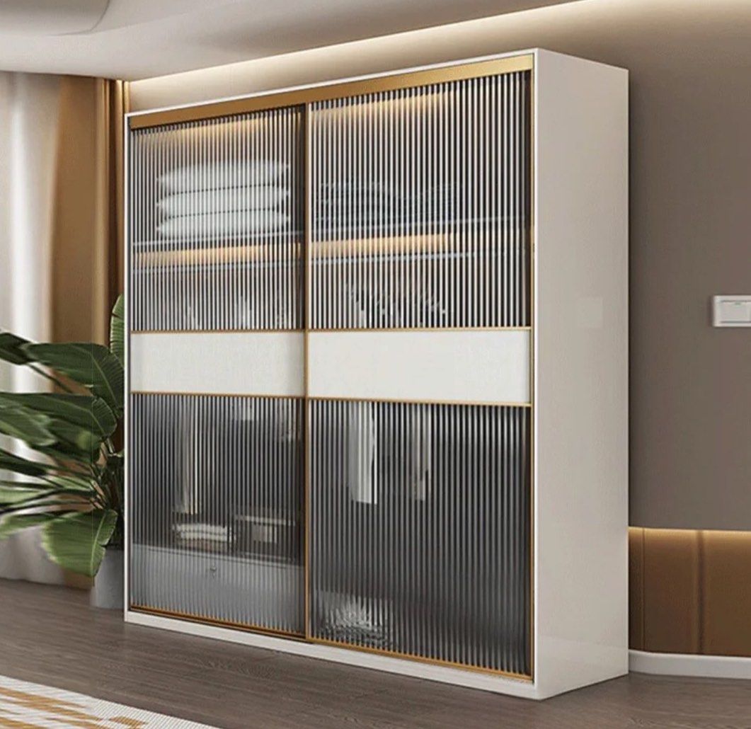KONA Modern Gold & White Wardrobe, Furniture & Home Living, Furniture ...