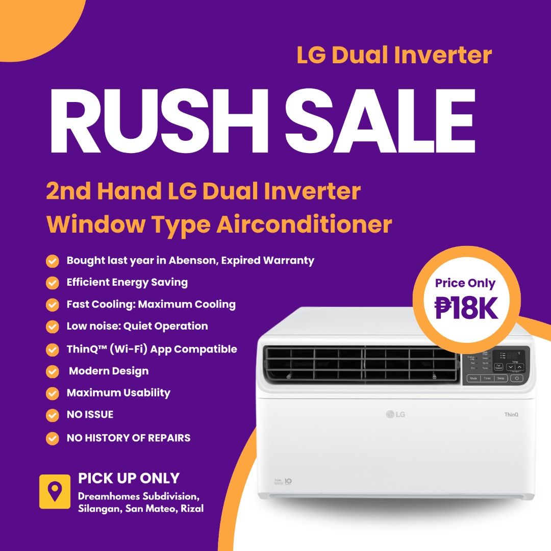 LG ThinQ Inverter Window Type 1.5hp, TV & Home Appliances, Air ...