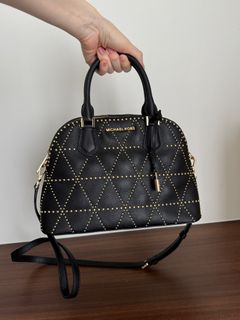 Michael Kors Emilia Medium Logo Shoulder Bag in Dark Powder Blush ...