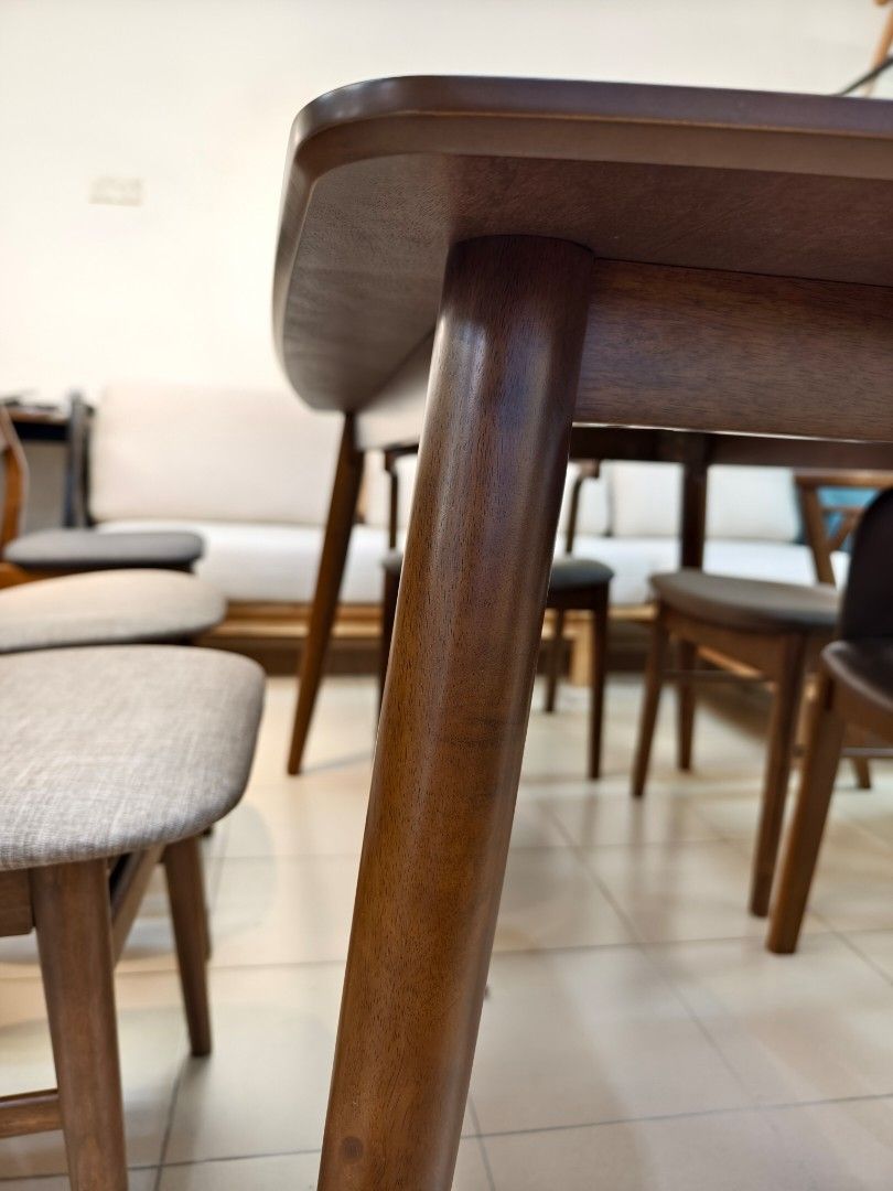 [New] 1.5m 6-Seater Dining Table, 5ft Meja Makan - 26kg Solid Wood ...