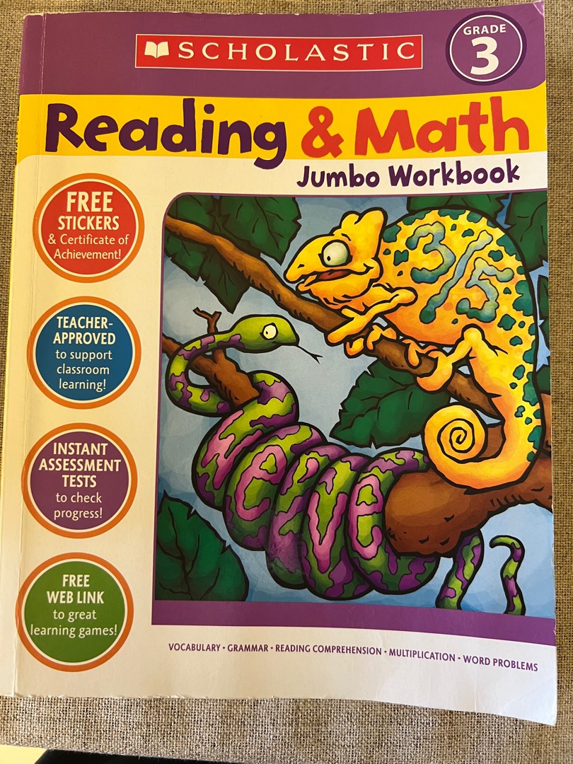 (New)Scholastic Grade 3 Reading & Math Jumbo Workbook, 興趣及遊戲, 書本 & 文具 ...