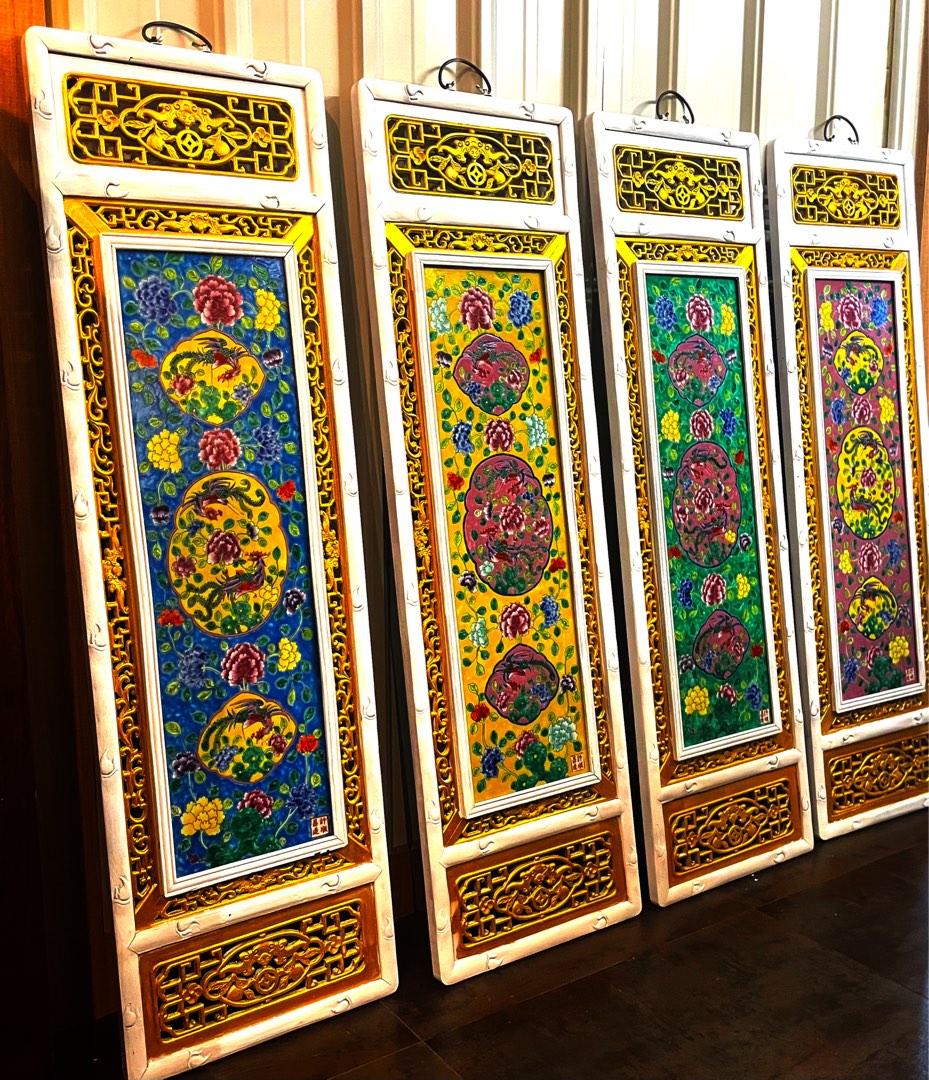 Peranakan Wall Tile Panels (4 PCs), Furniture & Home Living, Home Decor ...