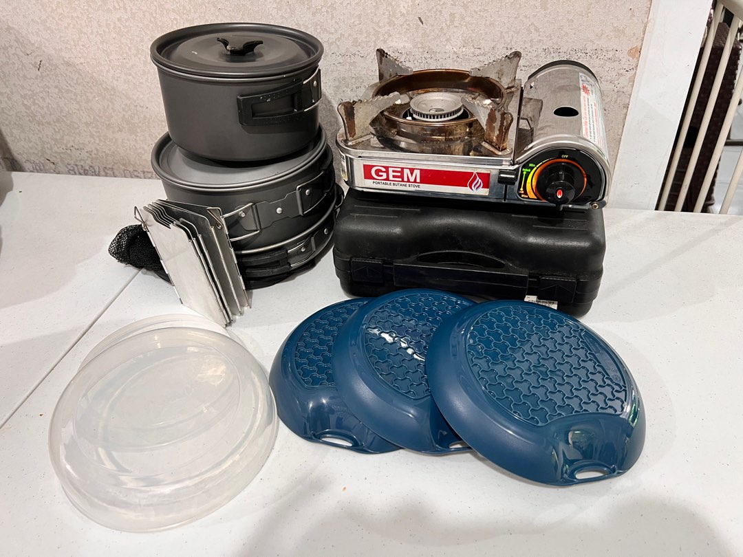 Portable Butane stove mini cookware set, Sports Equipment, Hiking ...