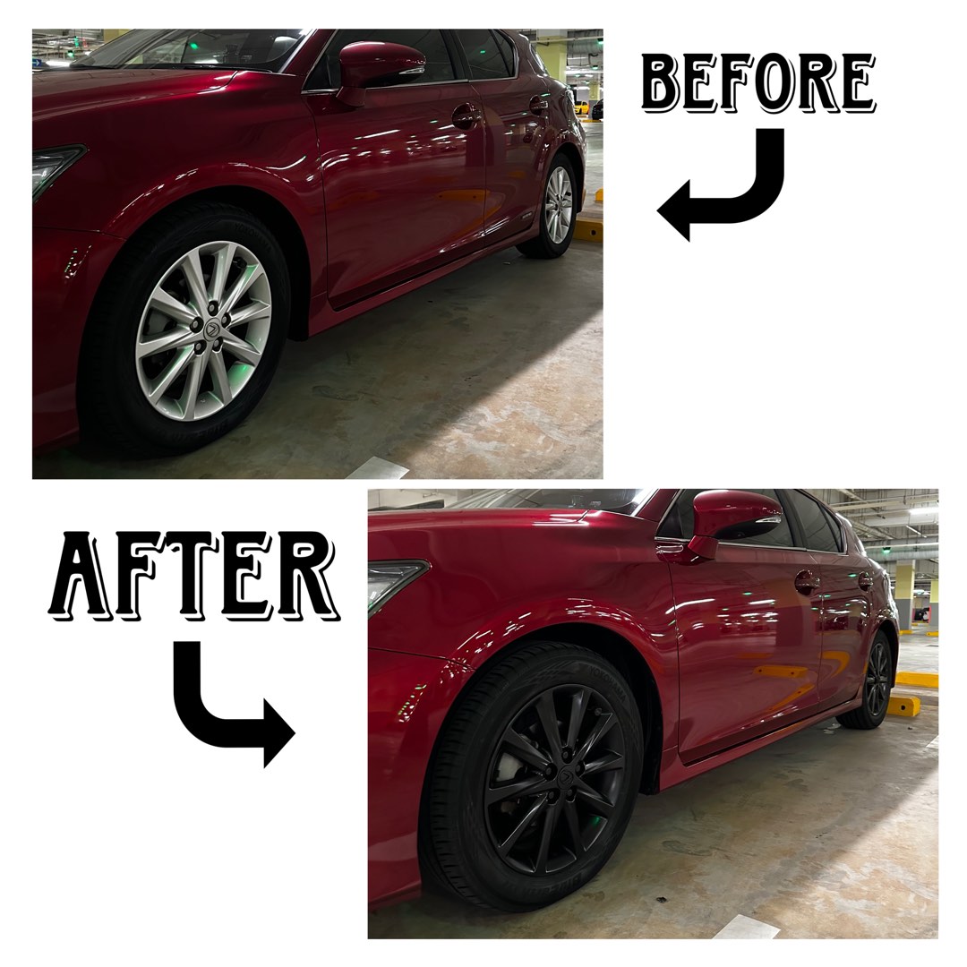 PROMO 🔥 RIM SPRAY / KURB RASH REPAIR SERVICE 🔥 METALLIC BLACK / GLOSSY ...