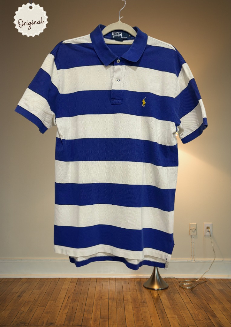 RALPH LAUREN WHITE AND BLUE POLO SHIRT, Men's Fashion, Tops & Sets ...