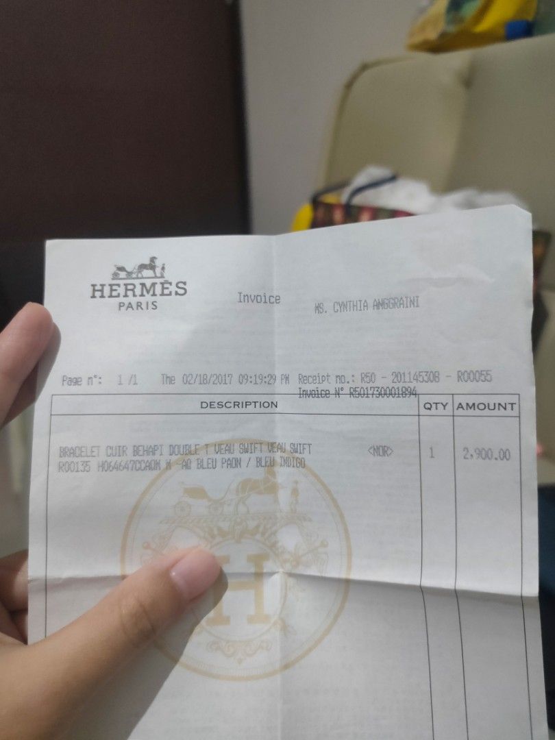 hermes receipt paris
