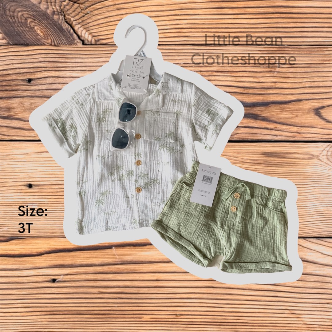 RZ Baby Boy 3 Piece Set Shirt + Bottom + Shades/Hat, Babies & Kids ...