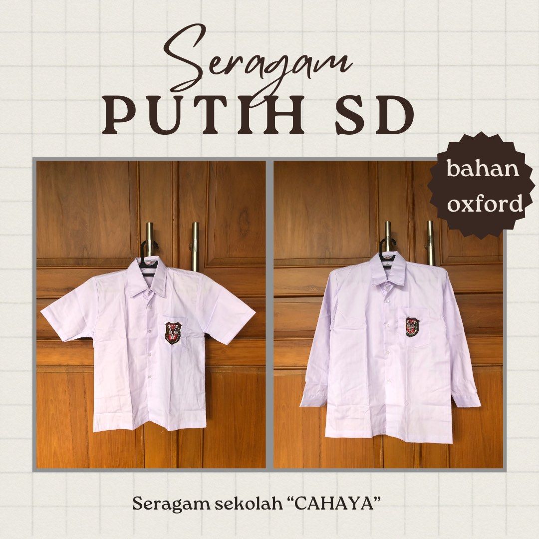 SERAGAM PUTIH SEKOLAH SD SMP SMA panjang pendek, Fesyen Wanita, Pakaian ...