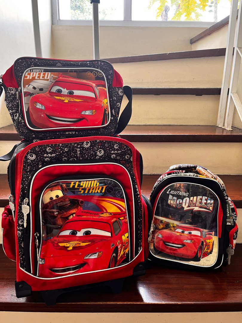 Set Original Lightning Mcqueen bag for kids, Men's Fashion, Bags ...