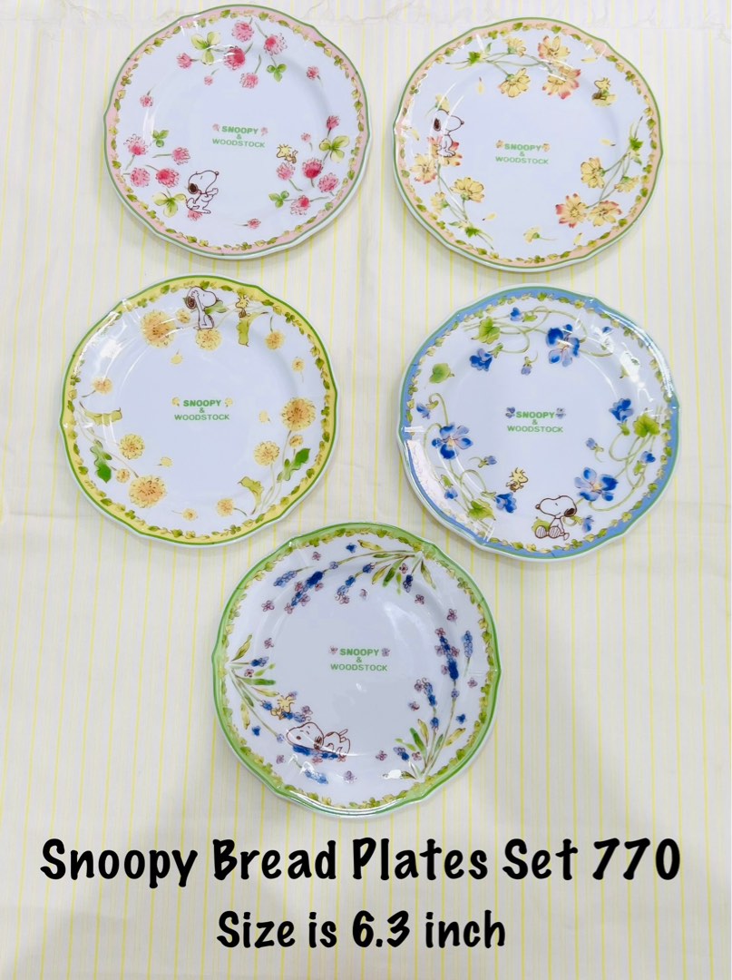 Snoopy Ceramics Cake Plates Set, Furniture & Home Living, Kitchenware ...