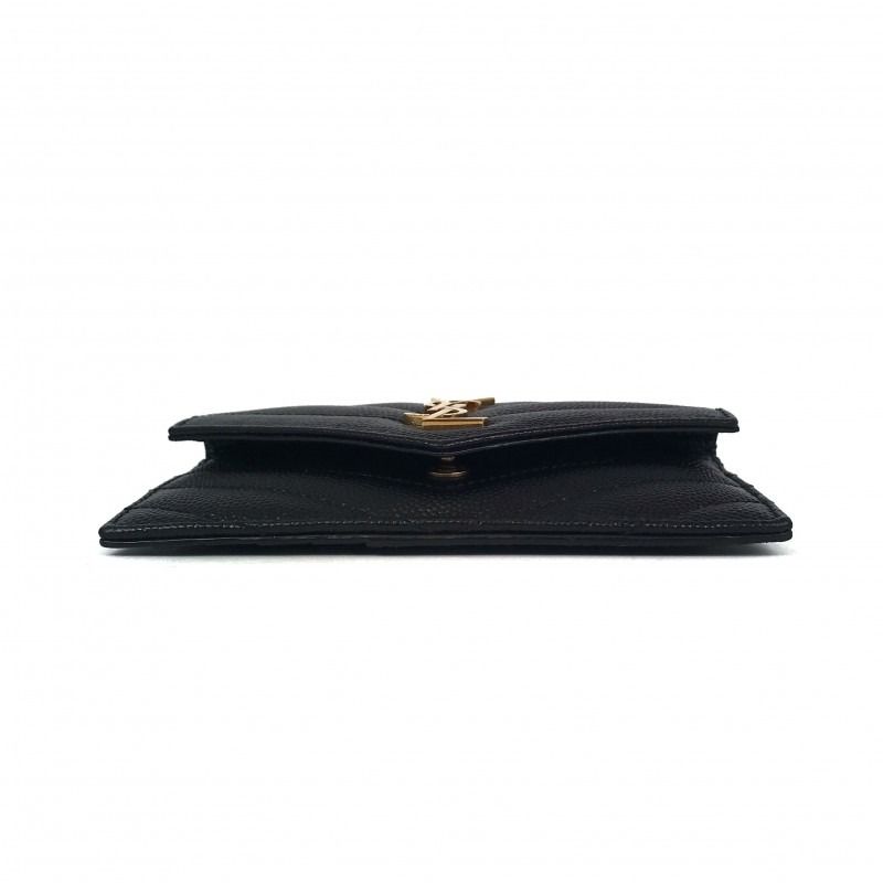 YSL Caviar Leather Black and Gold Hardware Card Case, Luxury, Bags ...