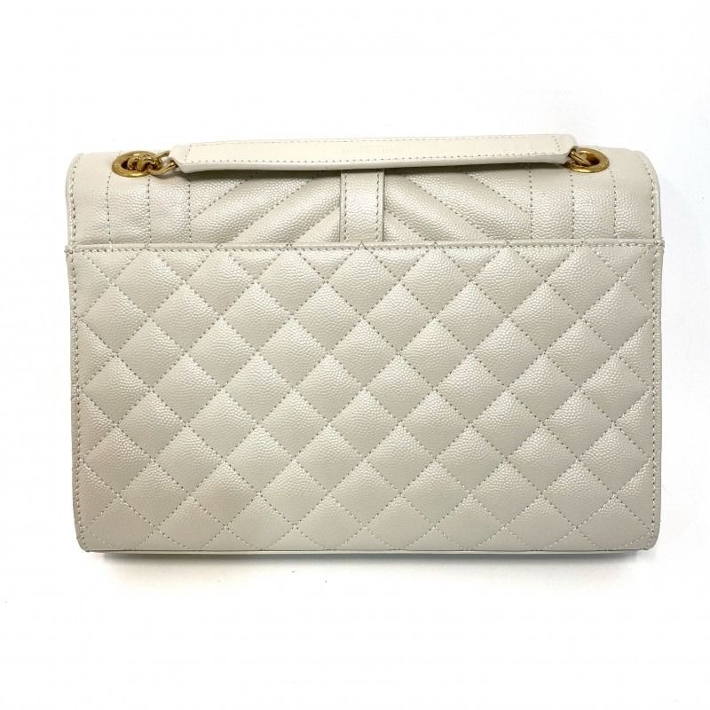 YSL Caviar Leather White and Gold Hardware Envelope Shoulder Bag ...