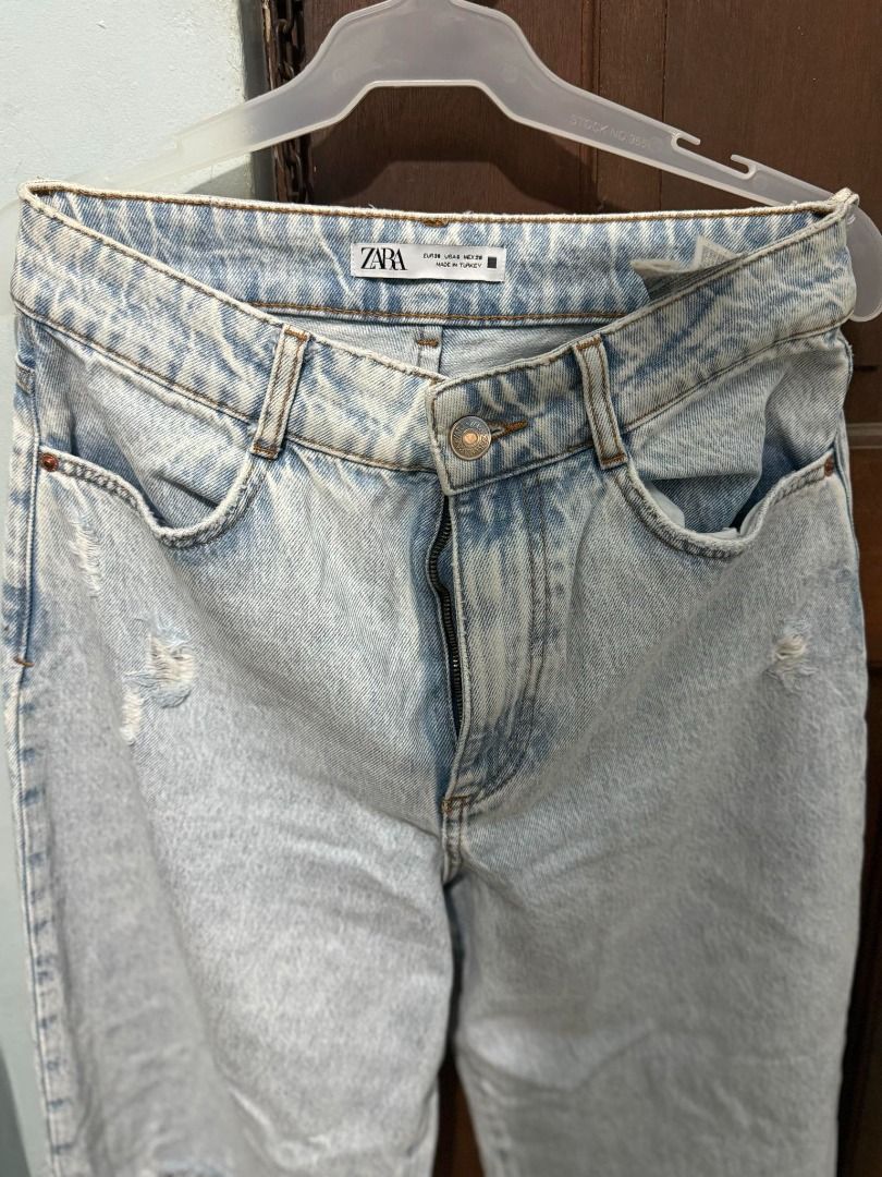 ZARA WIDE-LEG SNOW WASH JEANS TATTERED GRUNGE NEWJEANS GEN Z, Women's ...