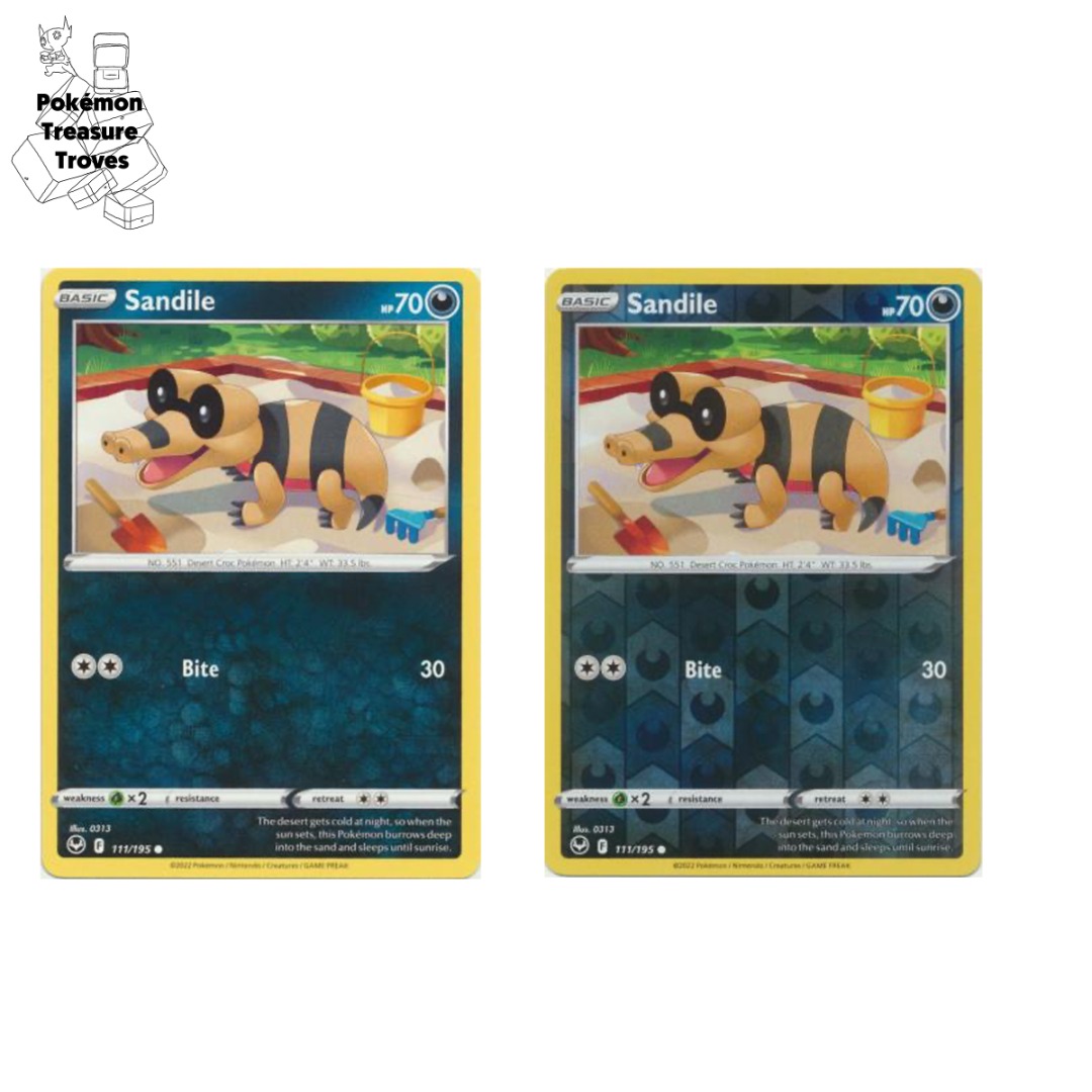[$0.50] Pokemon Silver Tempest Sandile Normal & Reverse Holo Card Set ...