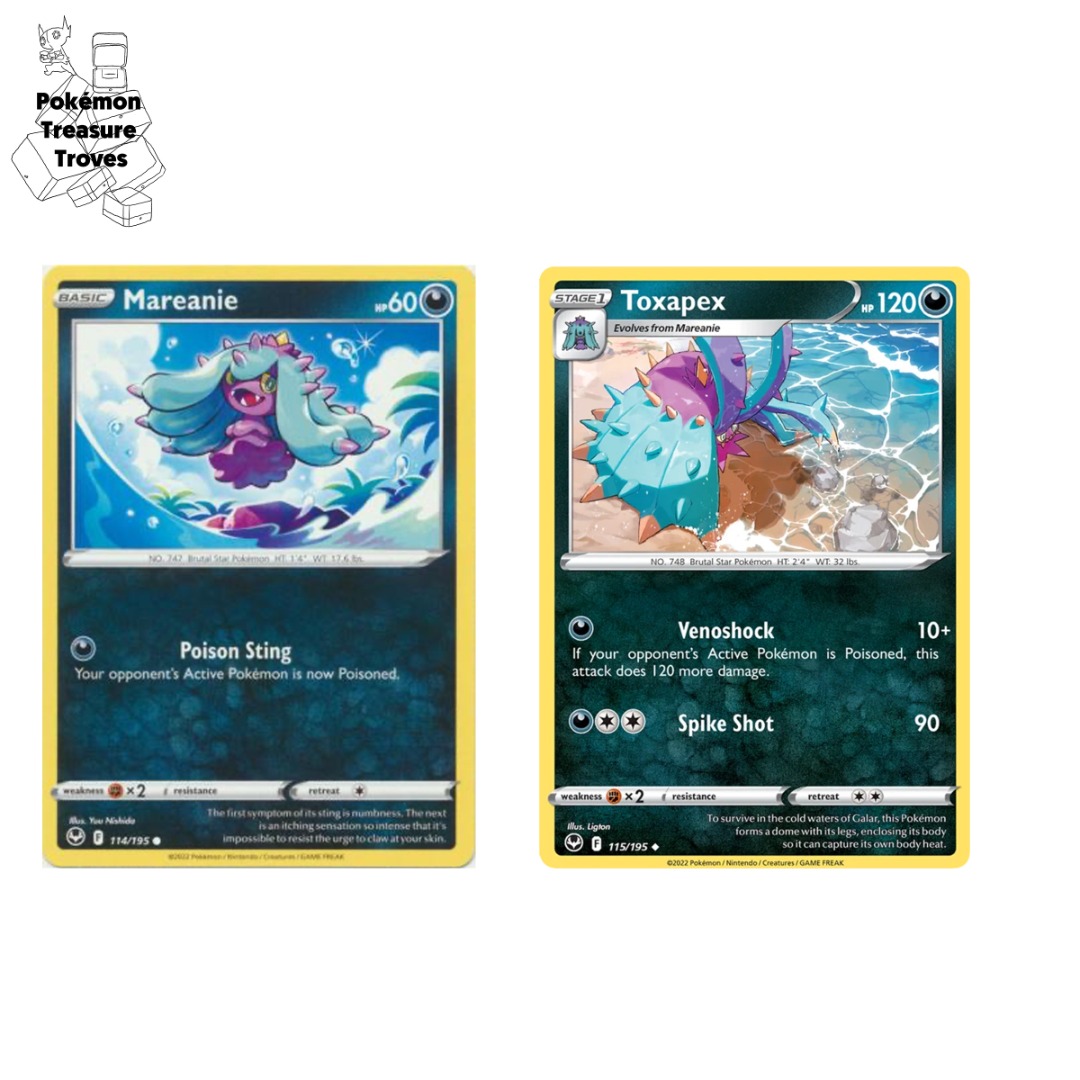 [$0.80] Pokemon Silver Tempest Mareanie & Toxapex Card Set, Hobbies & Toys, Toys & Games on ...