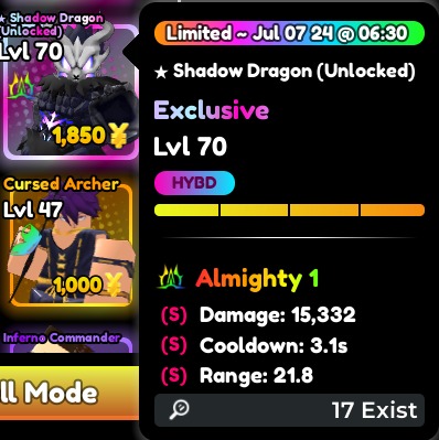 (26-July) Shadow Dragon Full SSS stats Almighty Anime defenders, 電子遊戲 ...