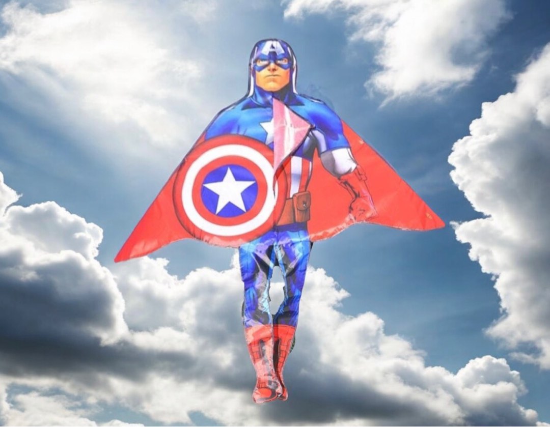 1.5m Captain America Flying Kite, Hobbies & Toys, Toys & Games on Carousell