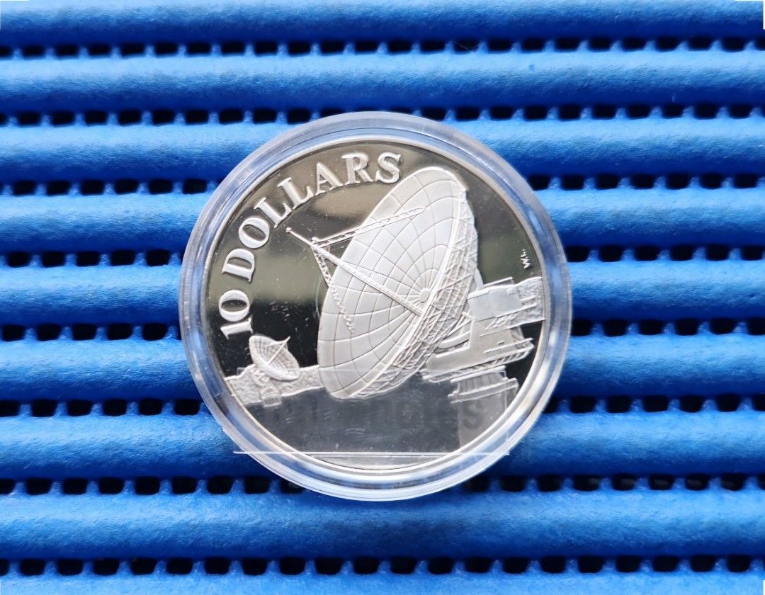 1980 Singapore $10 Satellite Communications Commemorative Nickel Proof ...