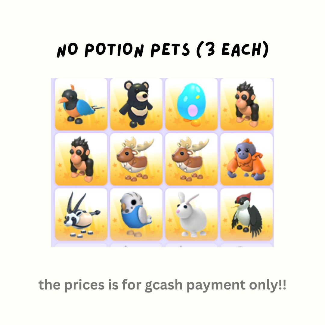 ADOPT ME NO POTION / NORMAL PETS 2/3, Video Gaming, Video Games, Others on Carousell