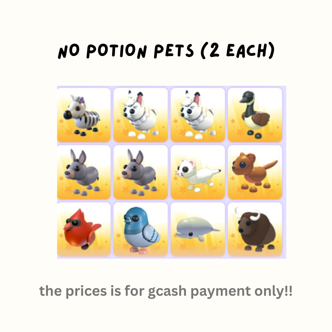 ADOPT ME NO POTION / NORMAL PETS 3/3, Video Gaming, Video Games, Others on Carousell