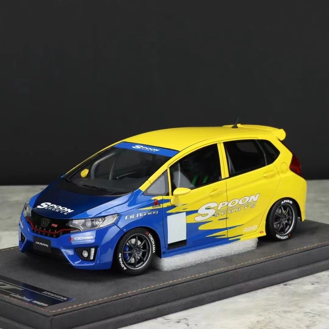 Ares Model 1:18 Honda Spoon Sports Fit GK5 Yellow/Blue, Hobbies & Toys, Toys & Games on Carousell