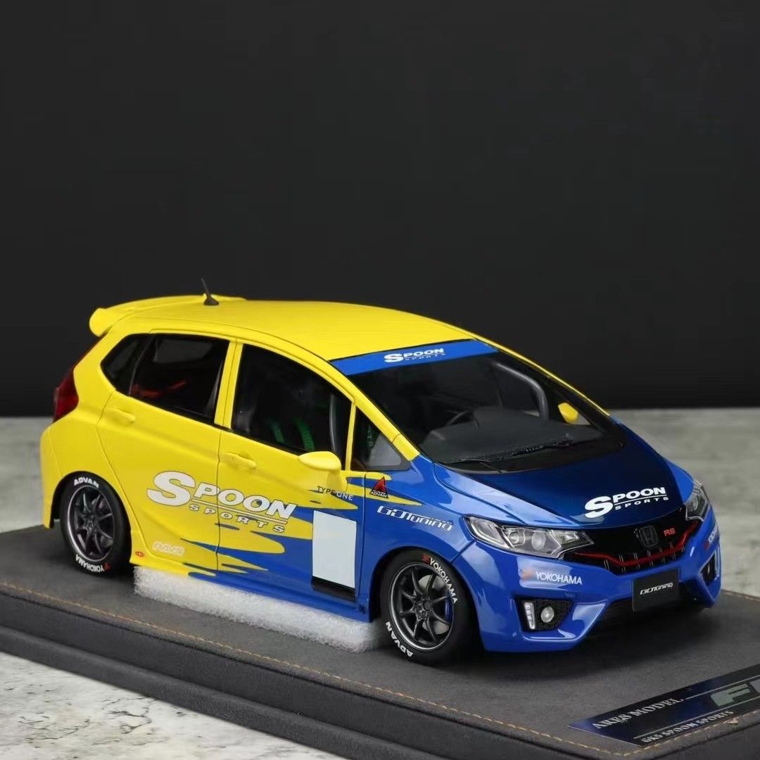 Ares Model 1:18 Honda Spoon Sports Fit GK5 Yellow/Blue, Hobbies & Toys, Toys & Games on Carousell