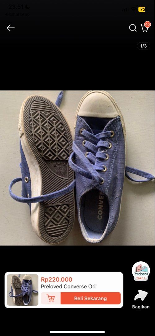 Convers ori (masih ada kardusnya), Fesyen Wanita, Sepatu di Carousell