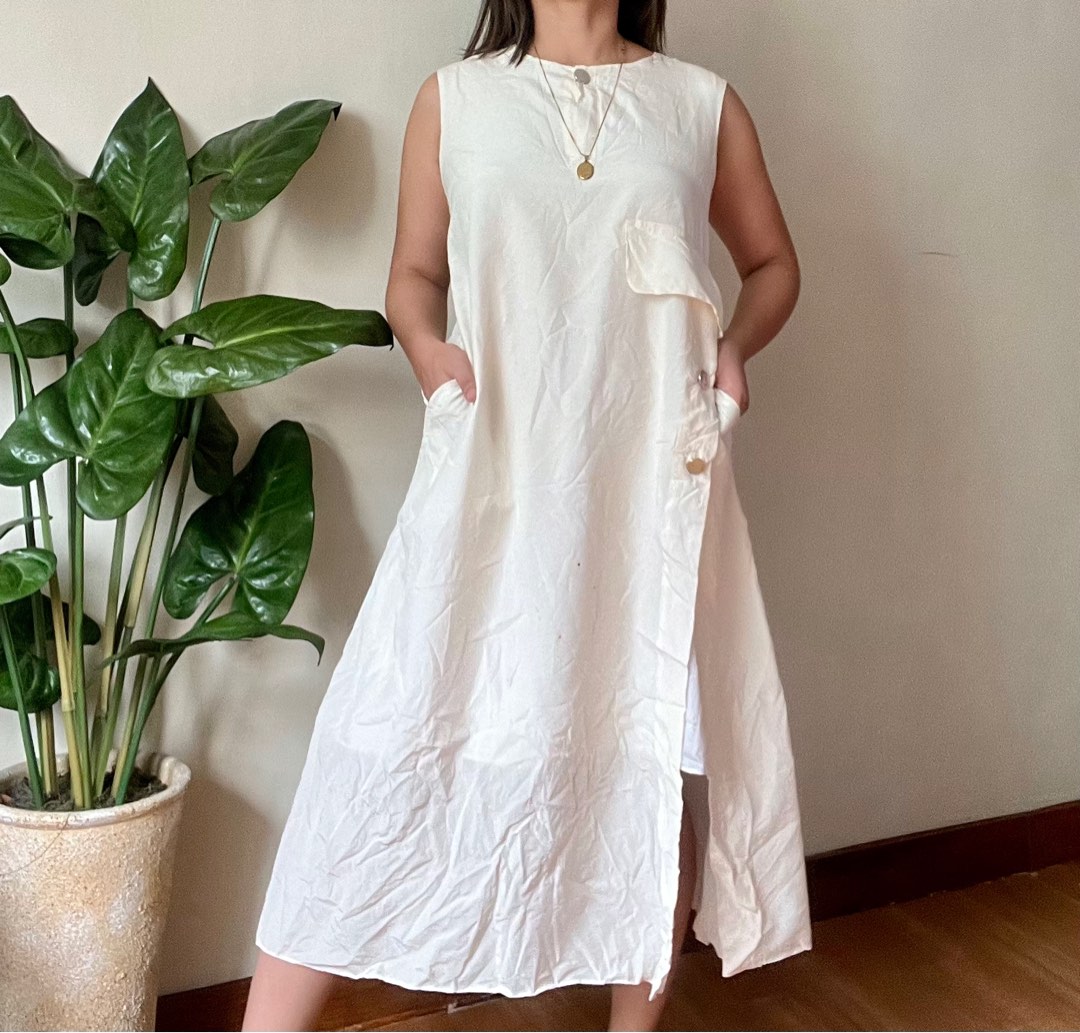 CX cream white dress, m to l, Women's Fashion, Dresses & Sets, Dresses ...