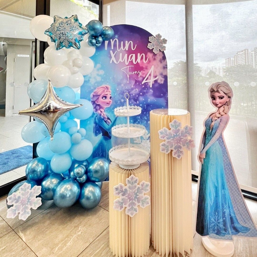 ELSA Frozen Birthday Backdrop Decor, Hobbies & Toys, Stationery & Craft ...