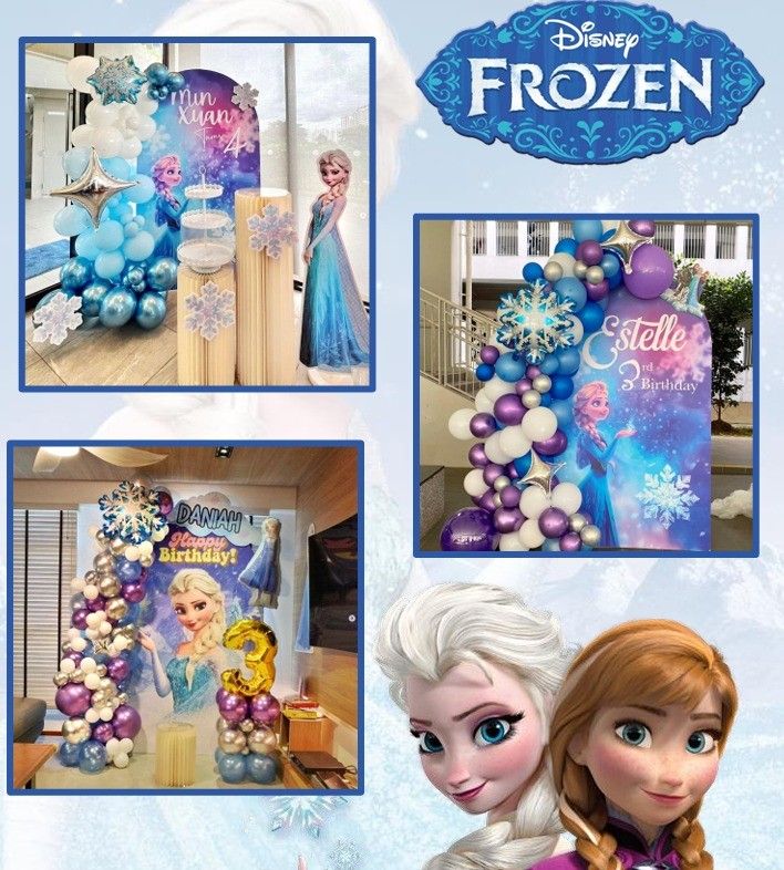 ELSA Frozen Birthday Backdrop Decor, Hobbies & Toys, Stationery & Craft ...
