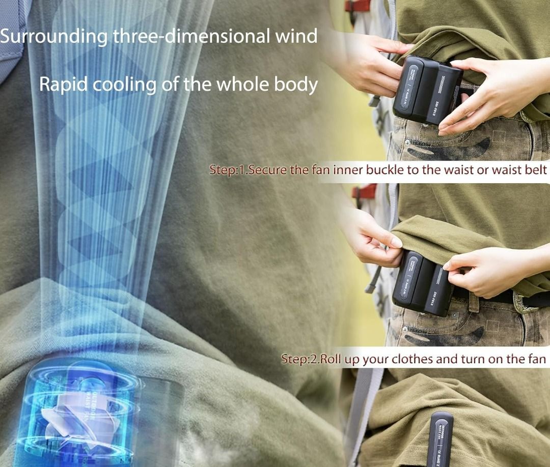 F013 Portable Waist Clip Fan Handheld Fan Mini Fan Powerful Small ...