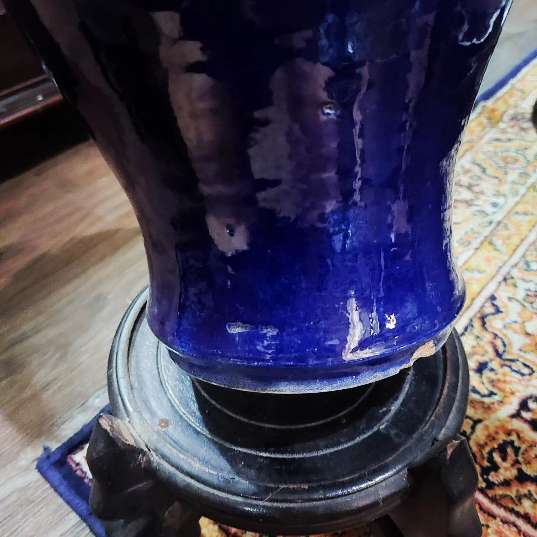 Guci jadul Biru, Antik, Pajangan di Carousell