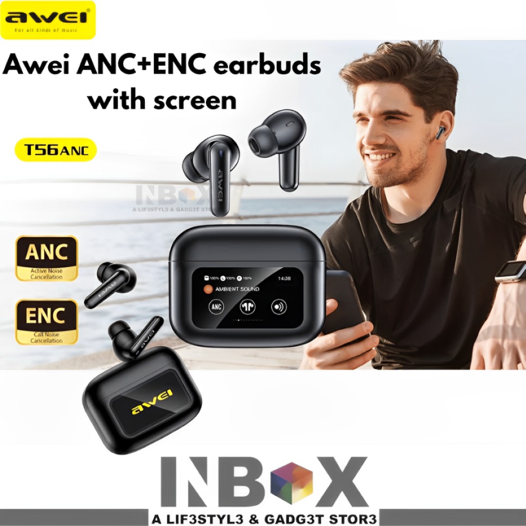 IN-BOX Awei 4396 ANC+ENC earbuds with screen, Audio, Earphones on Carousell