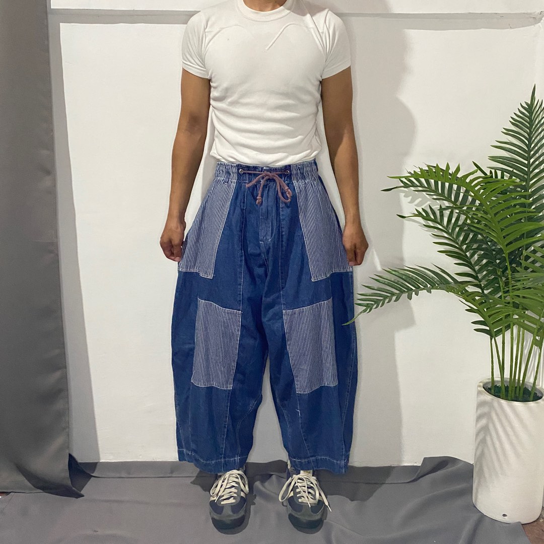 Japanese Style Carfar Mall Recounstructed Denim Balloon Pants, Men's ...