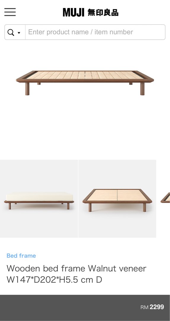 nego price Muji double bed frame walnut black original price RM2100 ...