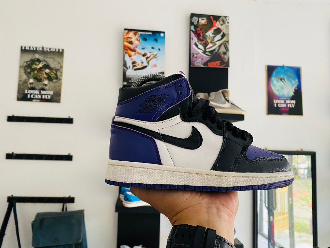 Nike Air Jordan 1 High OG Court Purple, Fesyen Wanita, Sepatu di Carousell