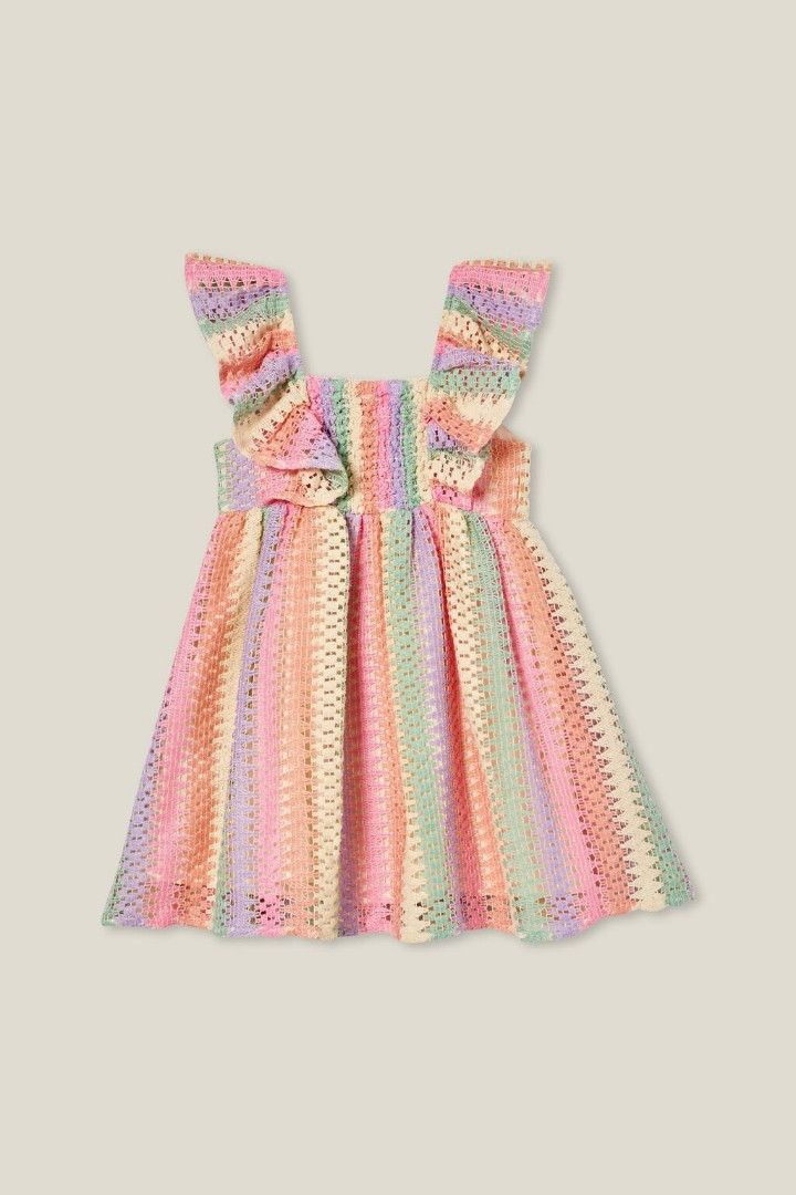 Rainbow ruffle dress, Babies & Kids, Babies & Kids Fashion on Carousell